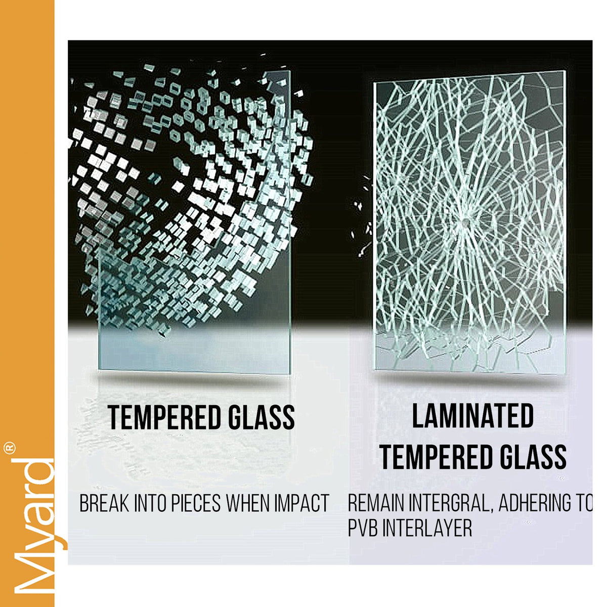 Myard Laminated + Tempered Glass Balusters for Deck Patio Fence Wood o ...